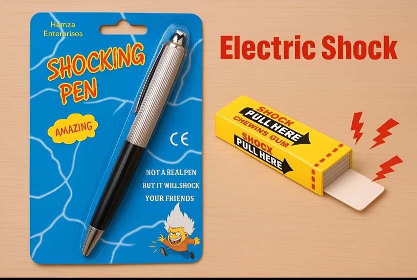 Hamza Enterprises Plastic Harmless Electric Shocking Chewing gum & pen ...