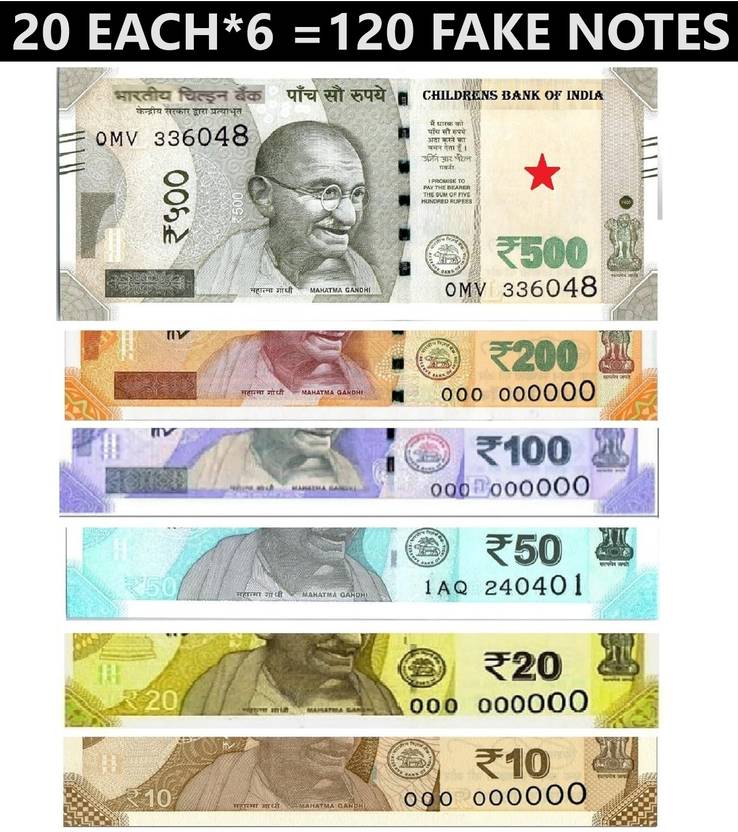 BRAND HOME India Dummy Currency Notes (20 Each x 6=120) Fake for Kids ...