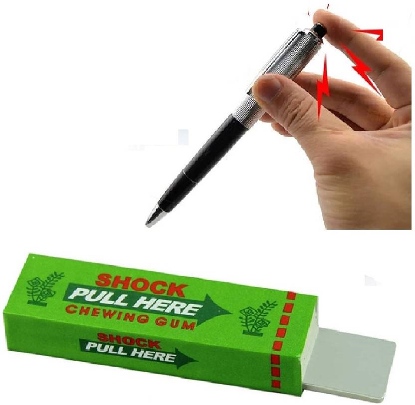 BAREPEPE Electric Shock Pen and Chewing Gum Shocking Gags Fun, Prank ...