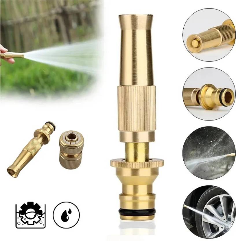 NH WORLD Brass Nozzle Water Spray Gun Jet Nozzle Hose Pipe for 1/2 ...