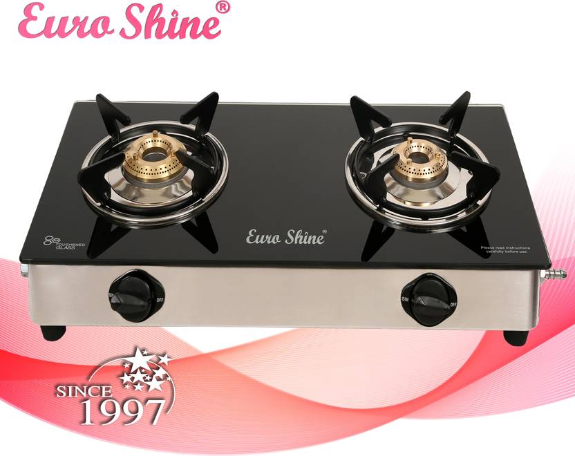 euroshine 2 Burner Nano Glass Top Glass Manual Gas Stove Price in India ...