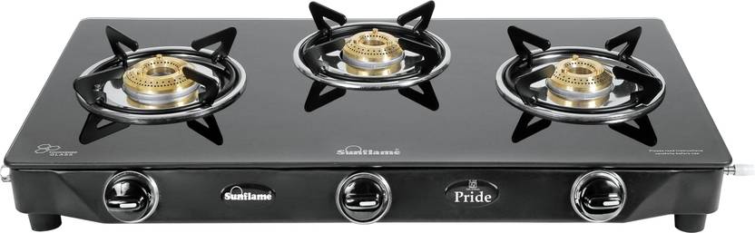 Sunflame GT PRIDE 3B BK Glass Manual Gas Stove Price in India - Buy ...
