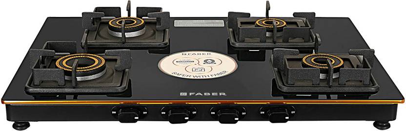 FABER HOB COOKTOP PRINCE PLUS 4BB BK Glass Manual Gas Stove Price in ...