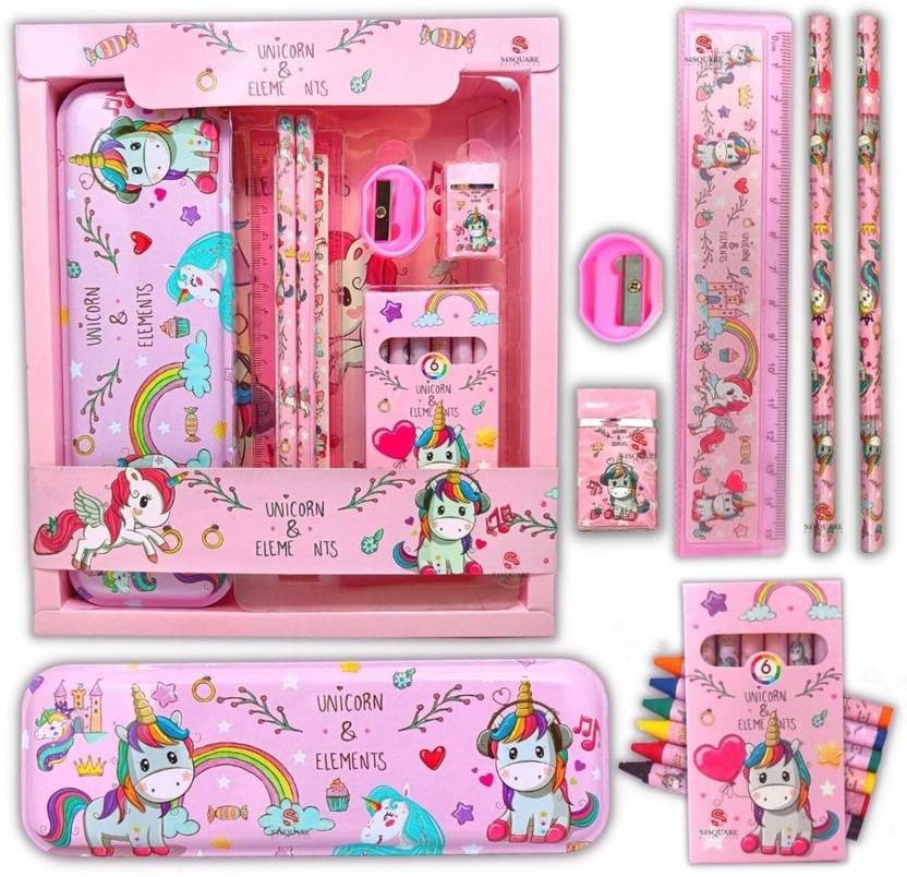 Flipkart.com | ROMYCRON Unicorn Stationery Kit Set for Girls 12 Pcs ...