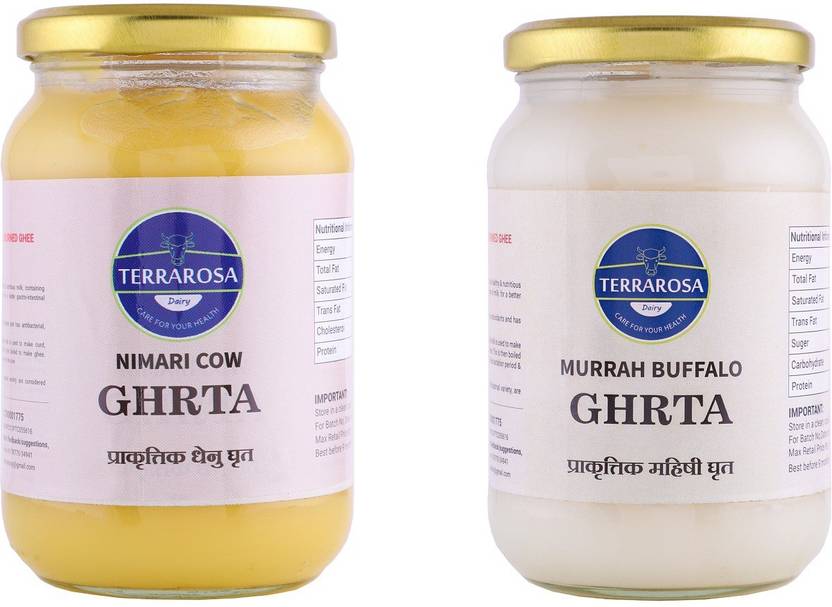 terrarosa NIMARI COW GHRTA (GHEE)| MURRAH BUFFALO GHEE| Combo (500g ...