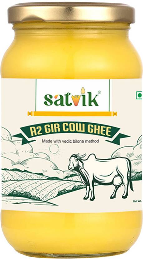 Satvik Pure Ghee A2 Gir Cow Churned for Bilona Method Ghee Glass Bottle ...