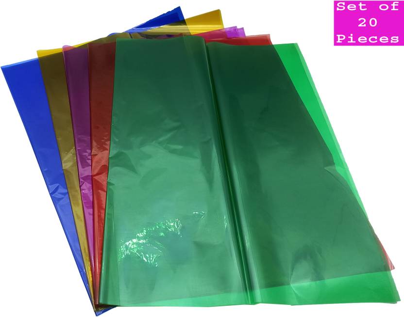 CRAFTWAFT Multicolour Transparent Cellophane Sheets Pack of 10 Large ...