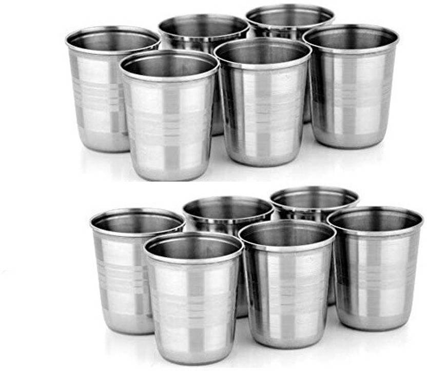 ILT (Pack of 12) Small Stainless Steel Glass for Tea PurposeSize 100ML ...