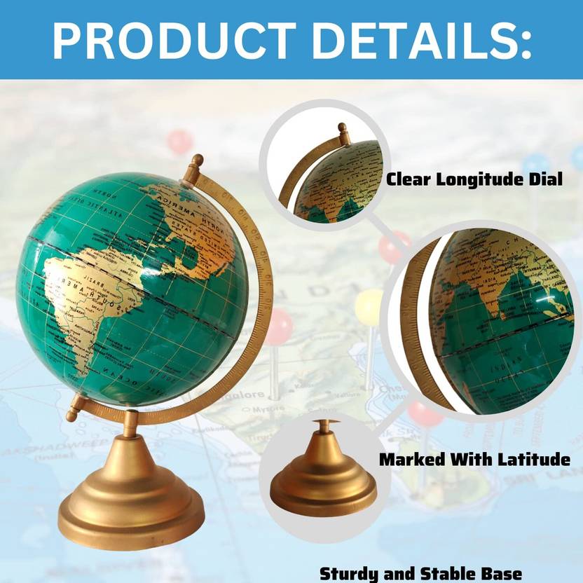 IMAGINEA Educational 8 Inch World Globe with Magnifying Glass for Kids ...