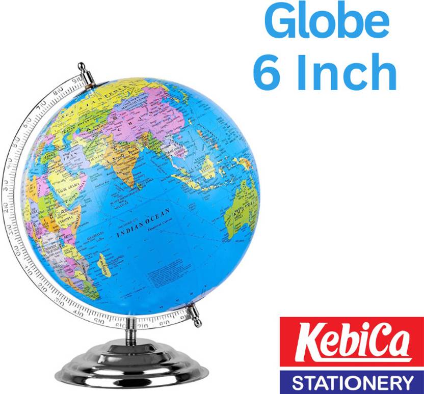 Kebica Big Size World Globe w/ Steel Finish Arc & Base, Educational ...