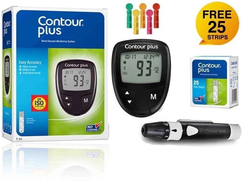 CONTOUR PLUS with 25 TEST STRIPS Glucometer Price in India - Buy ...