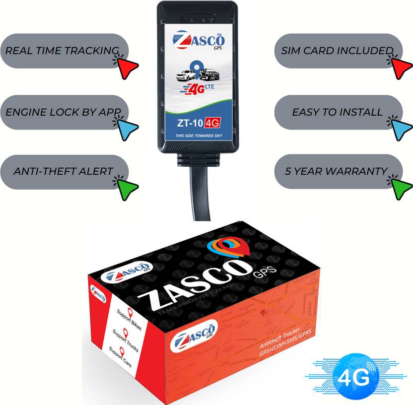 ZASCO 4G LTE (Supported) GPS Engine ON/OFF GPS for Car/Bike/trucks GPS Device Price in India ...