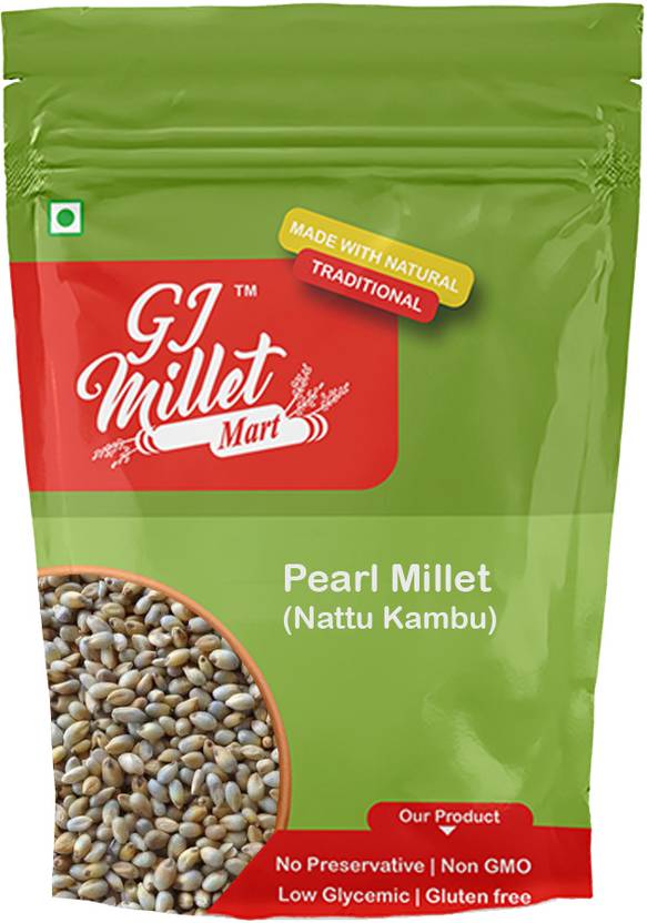 GJ Millet Mart Pearl Millet Whole Grain, Nattu Kambu - 500g Pearl ...