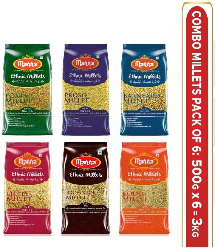 Manna Unpolished Millets Combo With Brown Top | Unpolished Milllet 3kg ...