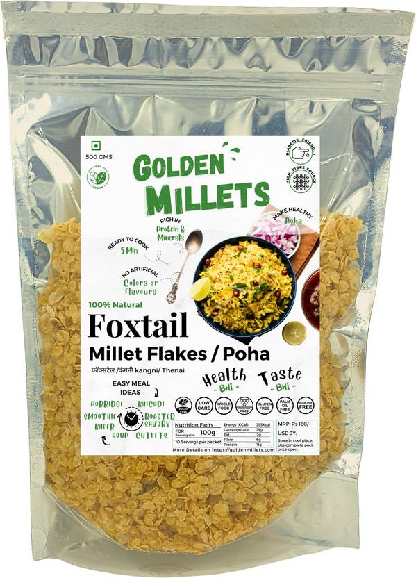 GOLDEN MILLETS Foxtail Millet Flakes 1kg Foxtail Millet Price in India ...