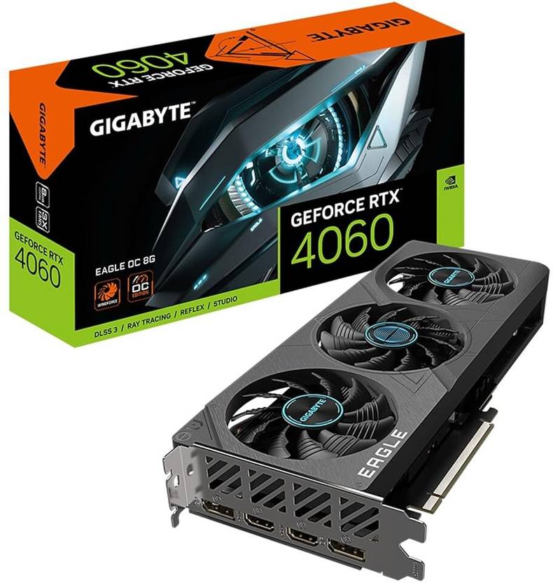 GIGABYTE Geforce RTX 4060 Eagle Oc 8G, 3X Windforce Fans, 128-Bit Gddr6 ...