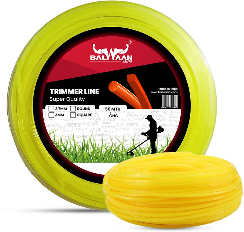 Balwaan Trimmer Line/Nylon Rope Bundle for Brush Cutter (50m, 3mm ...