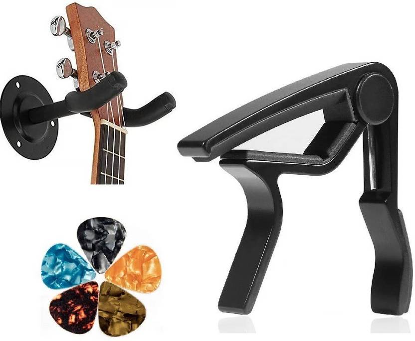 AMG Music Guitar Stand and Capo Combo, Wall Mounted Guitar Hanging ...