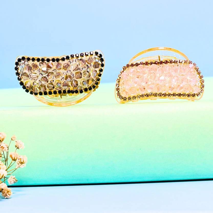 MANSIYAORANGE Combo Of Two Fancy Party Wear Crystal Claw Clips Clutre ...