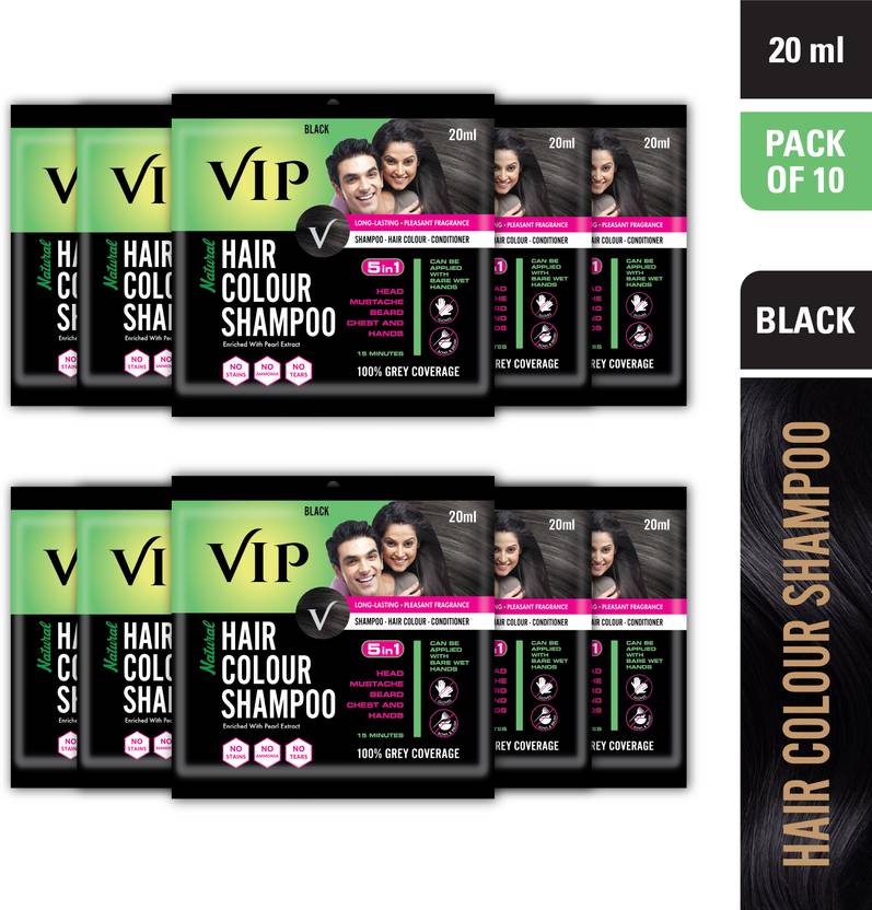 VIP Hair Colour Shampoo, 20ml (Pack of 10) , Black - Price in India ...