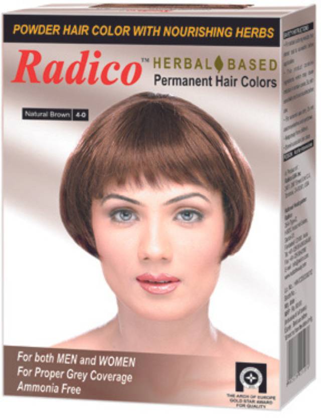 Radico Natural Herbal Permanent Brown Hair Colour - No Ammonia Formula ...
