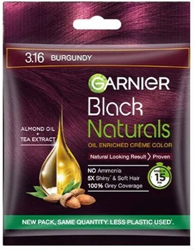 GARNIER Black Naturals Hair Color, Shade-3.16 Burgundy , BURGUNDY-3.16 ...