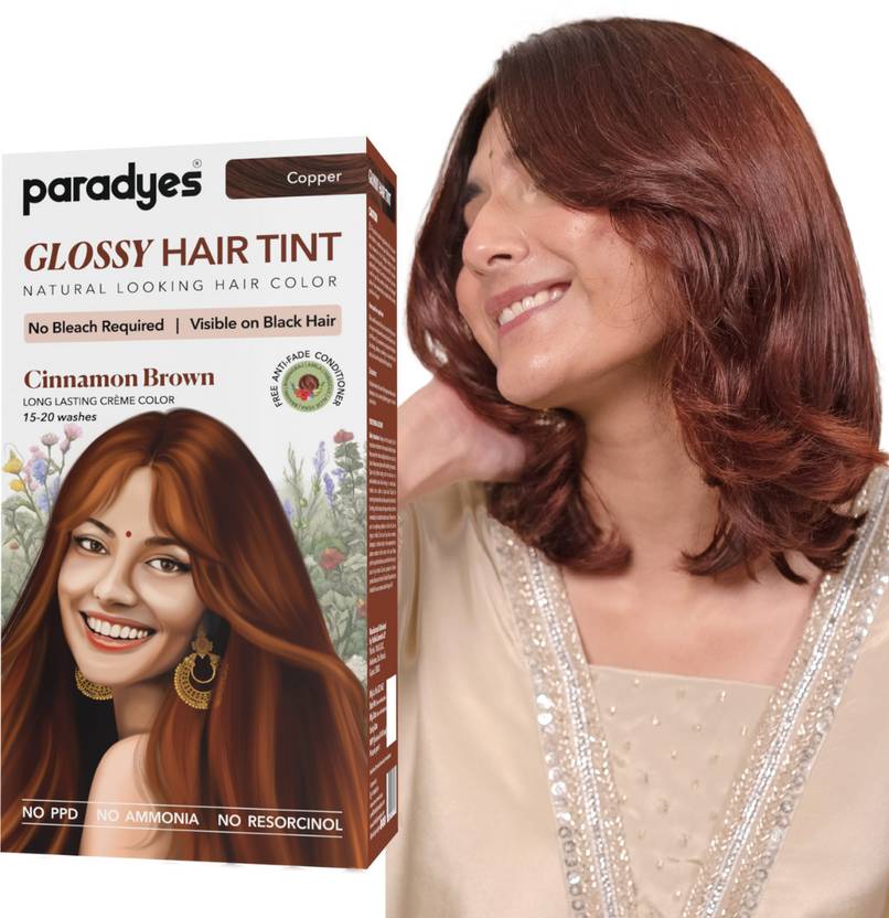 Paradyes No Bleach Glossy Hair Tint, For Natural Black , Cinnamon Brown ...