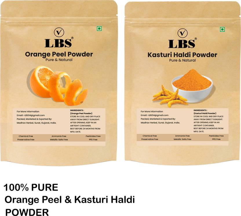 LBS % Pure and Organic Kasturi Turmeric/Haldi & Orange Peel Powder ...