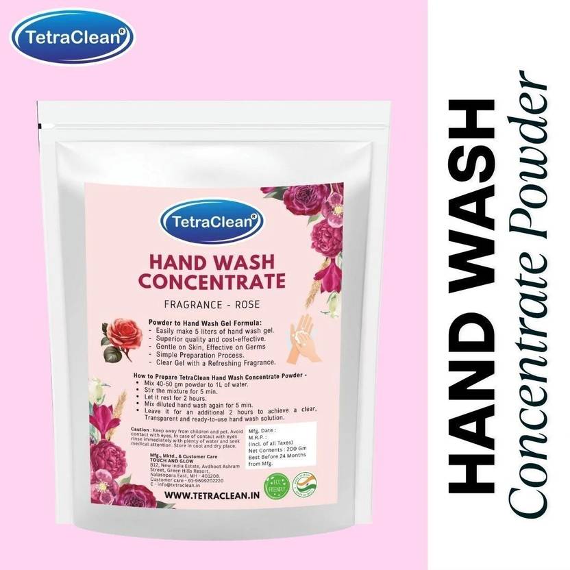 TetraClean Concentrate Powder Rose Make 5L Clear Liquid Gel Hand Wash ...