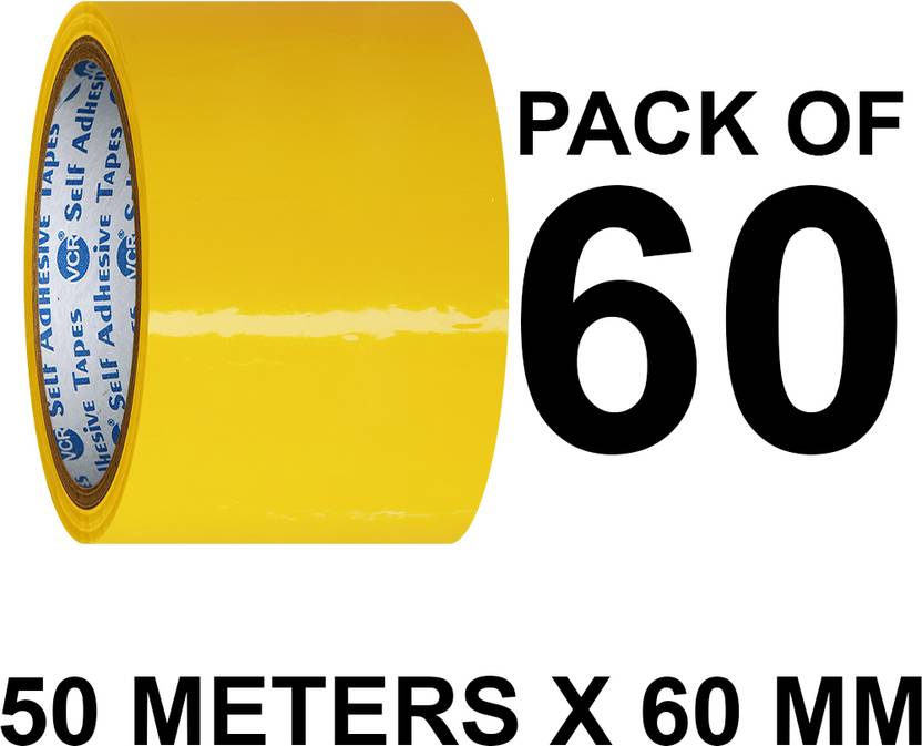VCR Yellow Color Tape 50 Meter Length 60mm/2.5" Width 60 Rolls 50 m ...