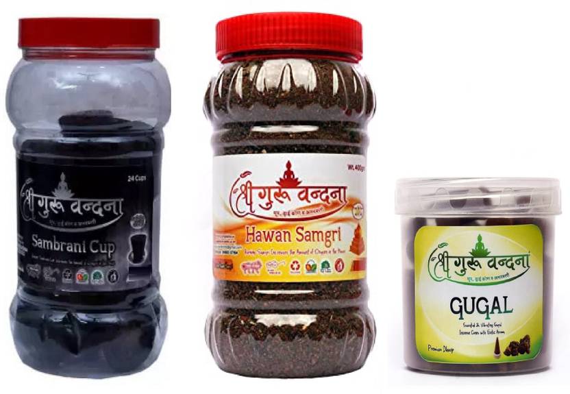 Shree guru vandana Dhoop v agarbatti Sambrani 24Cups+400Gm Hawan ...