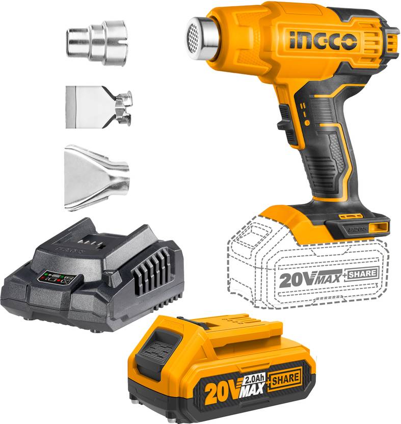 INGCO 20V Lithium-Ion Heat Gun with battery and battery 0 W Heat Gun ...