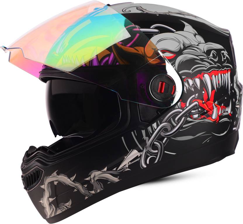 Steelbird SBA-1 Angry Dog ISI Certified Full Face Graphic Helmet with ...