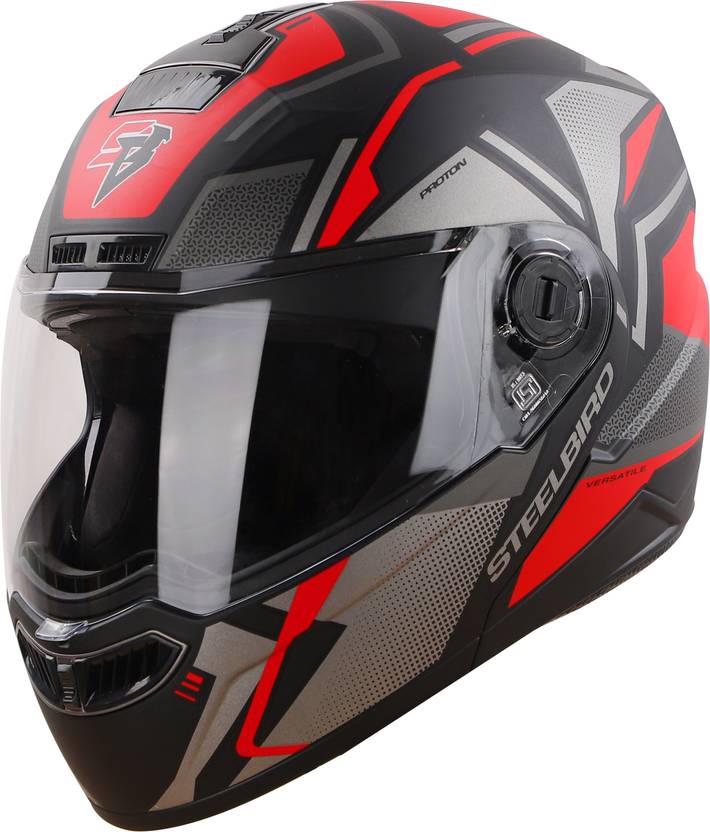 Steelbird Air SBA-7 VERSATILE MATT BLACK RED FLIP UP M SIZE Motorbike ...