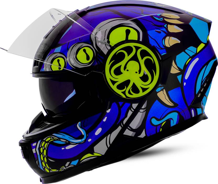Steelbird SBH-40 Octopus ISI Certified Full Face Graphic Helmet with ...