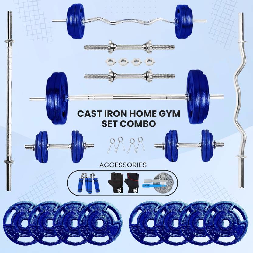 BULLAR 50 kg Cast Iron Home Gym Set 4 Ft,5 Ft Weight Lifting Rod ...
