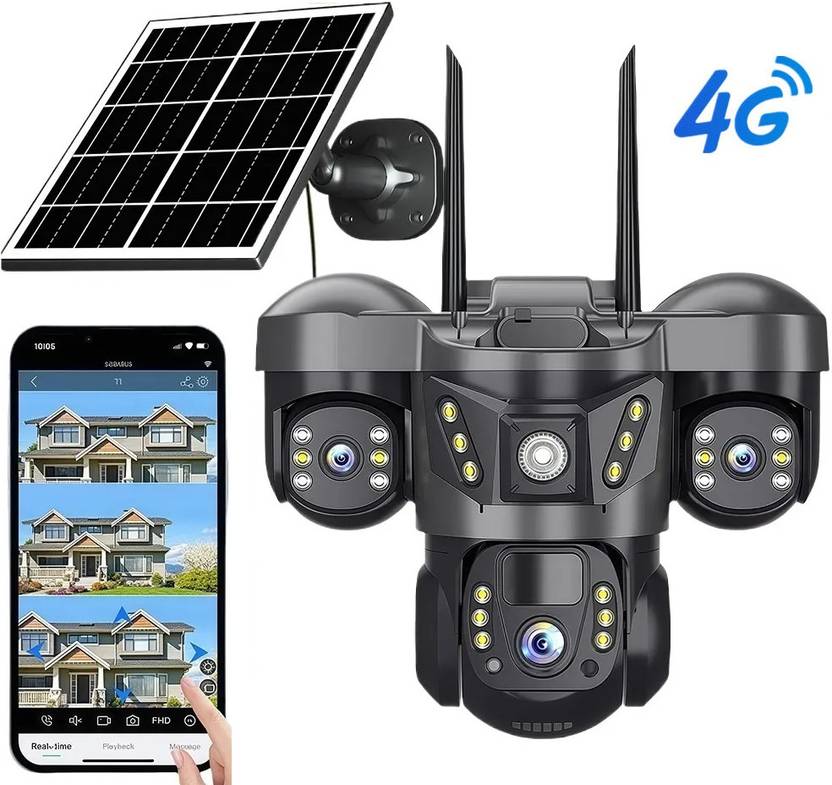 AVOIHS 3 Screen Triple Lens CCTV SIM Camera PTZ 360° Smart Zoom ...