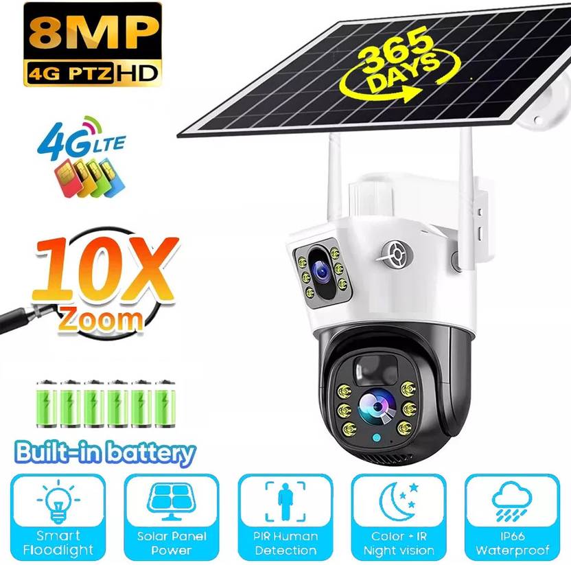 SROPX Solar Security Camera 8MP | 4G SIM | Outdoor CCTV with Mobile ...