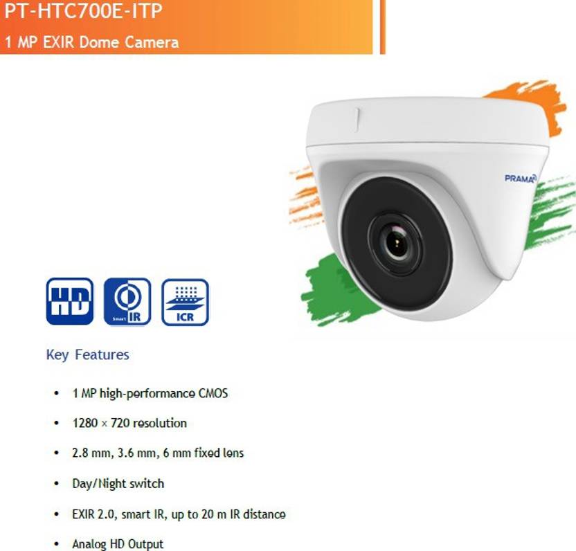 PRAMA PT-HTC700E-ITP 2.8MM 1MP DOME Security Camera Price in India ...