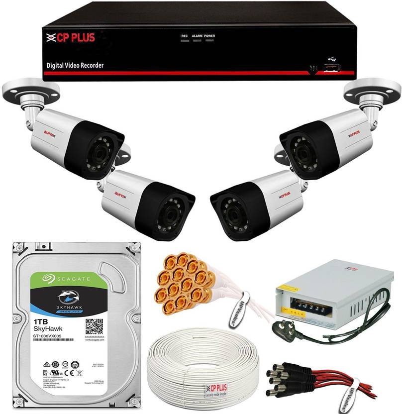 CP PLUS 4 Channel CCTV DVR With 4 Camera Full Set (CP Plus 4Channel DVR ...