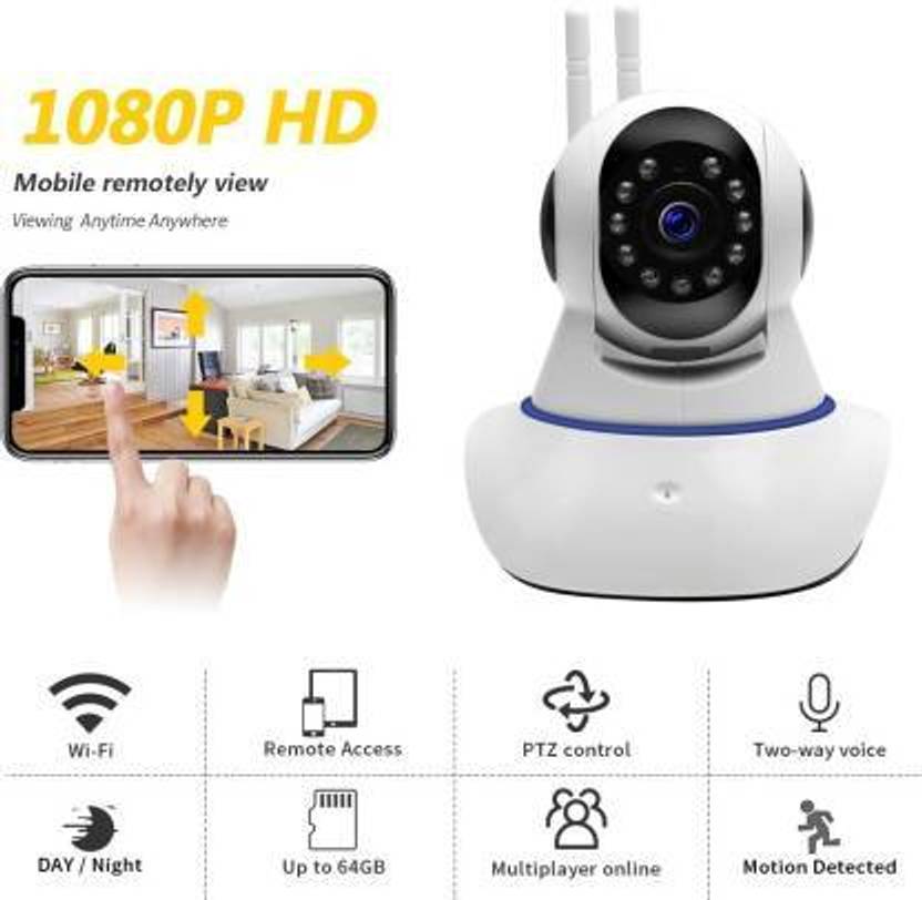 SKY HUB Wireless HD IP WiFi CCTV Indoor Security Camera, 128 GB SD Card ...