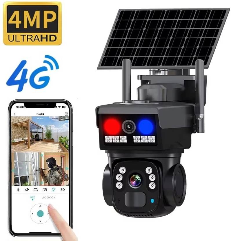 SIOVS Solar HD Camera dual lens ptz 4G SIM Motion Detect System 10X ...