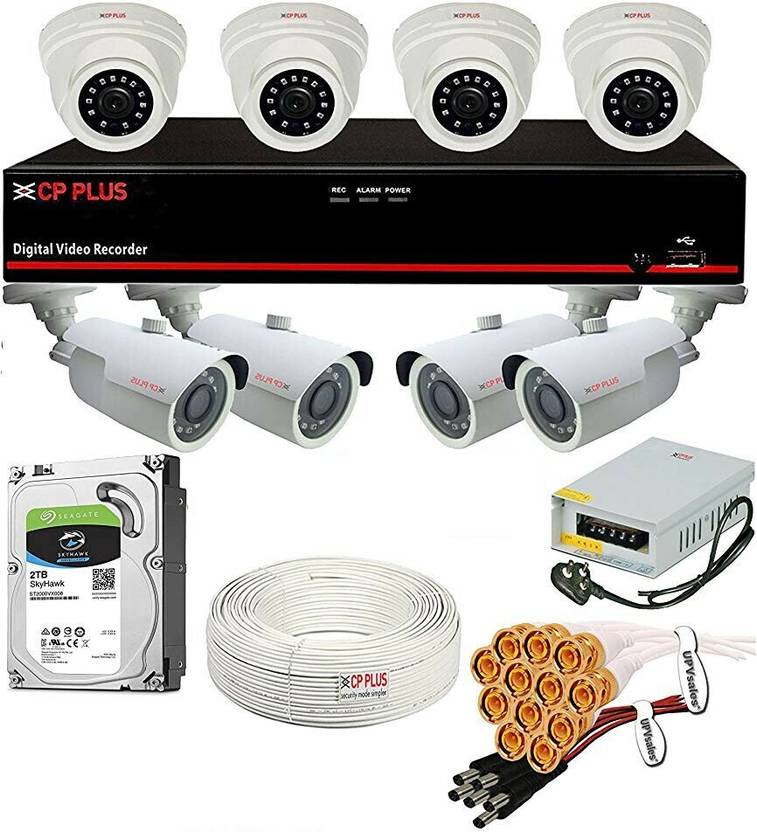 CP PLUS Full CCTV Combo Set Kit (8Ch DVR + 8Nos. 2.4 Megapixel Camera ...