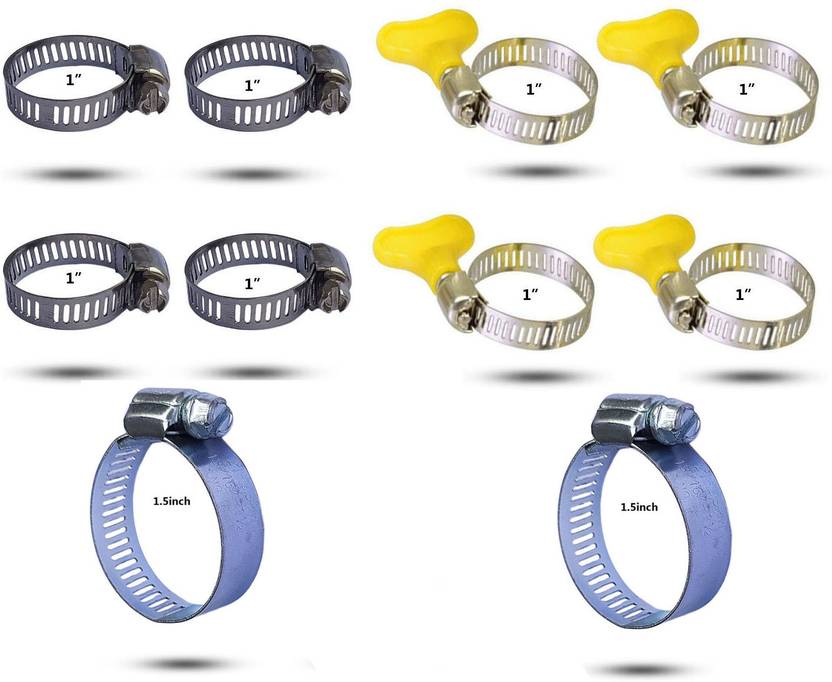 ESEKSAFAR 10pc Easy Adjustable Pipe Clamp 2pc 1.5inch & 8pc 1inch metal ...