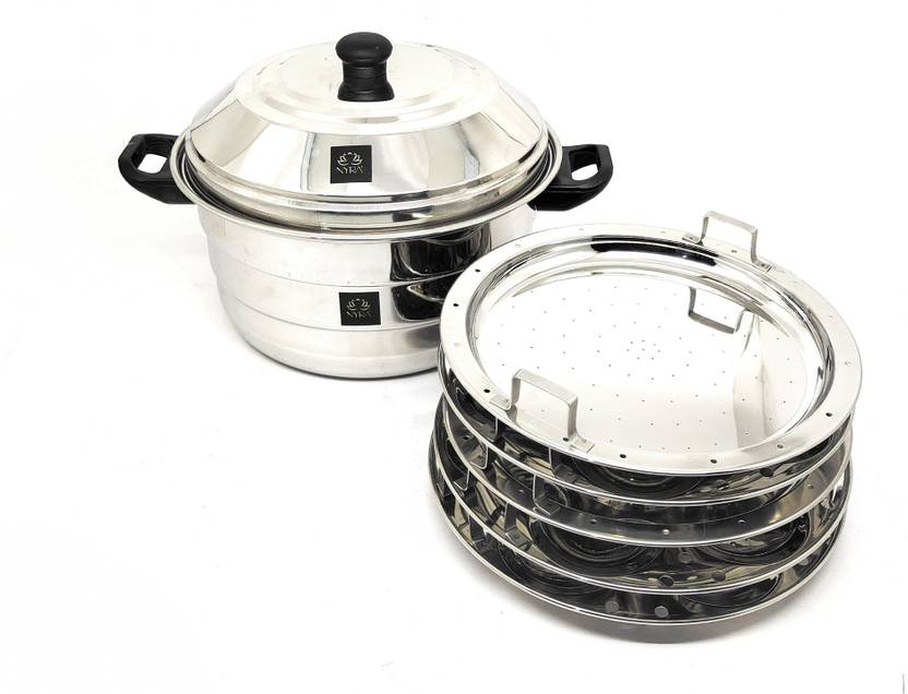 Nyra Stainless Steel Idly Cooker -3 Idly Plates (7 cavities each) & 2 ...