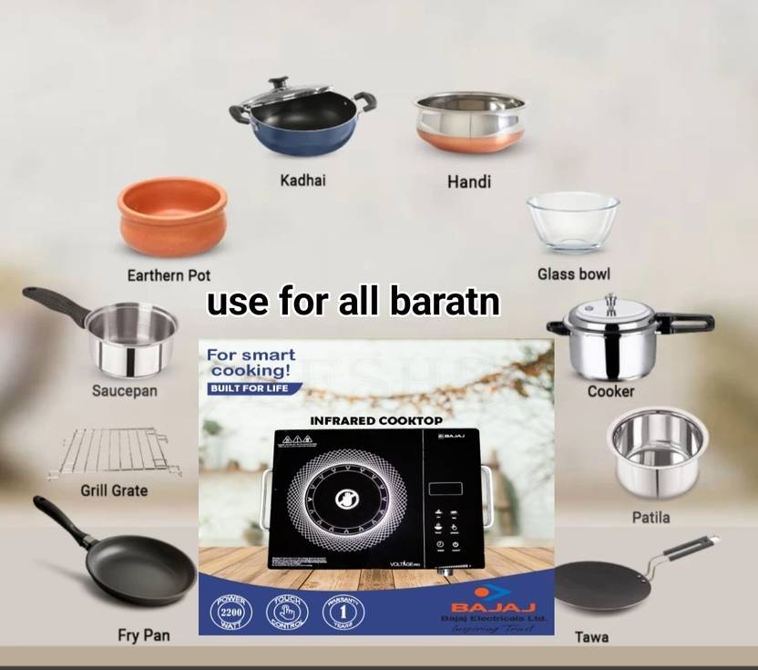 BAJAJ 2200 W Radiant Cooktop Jog Dial, Touch Panel - Buy BAJAJ 2200 W ...