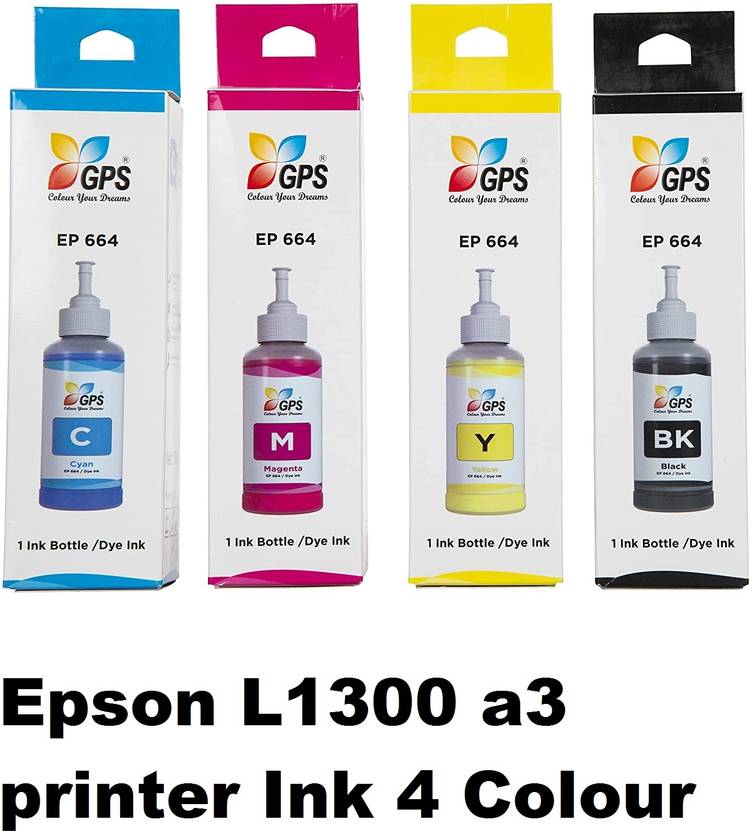 GPS Colour Your Dreams L1300 Black + Tri Color Combo Pack Ink Bottle ...