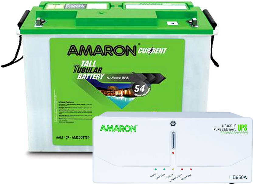 amaron HB950A Pure Sine Wave Inverter with AM200TT54 Tubular Inverter ...