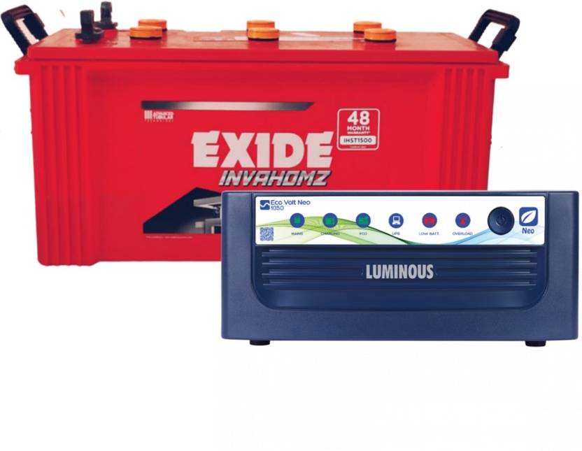 EXIDE Inva Homz IHST1500 with Luminous Eco Volt Neo 1050 Sine Wave ...