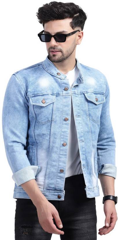 VERTICALS Full Sleeve Solid Men Denim Jacket - Buy VERTICALS Full ...